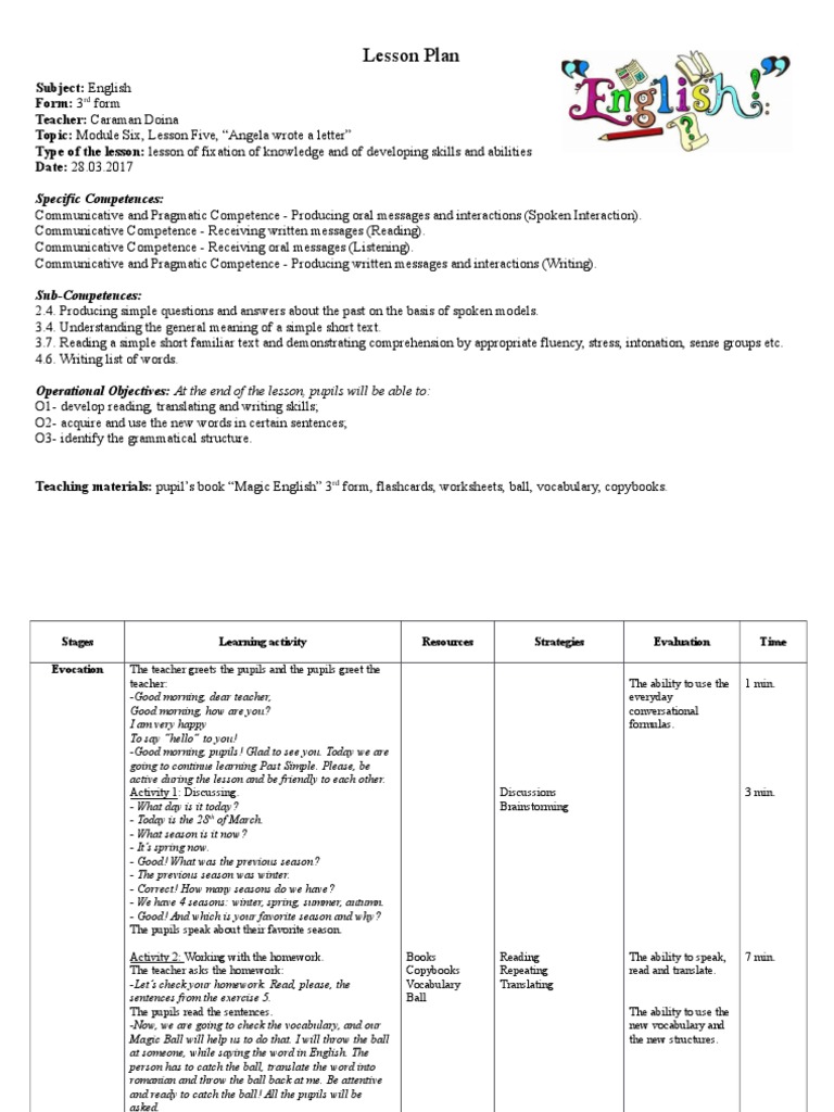 Lesson Plan: Specific Competences | PDF | Epistemology | Psychological ...