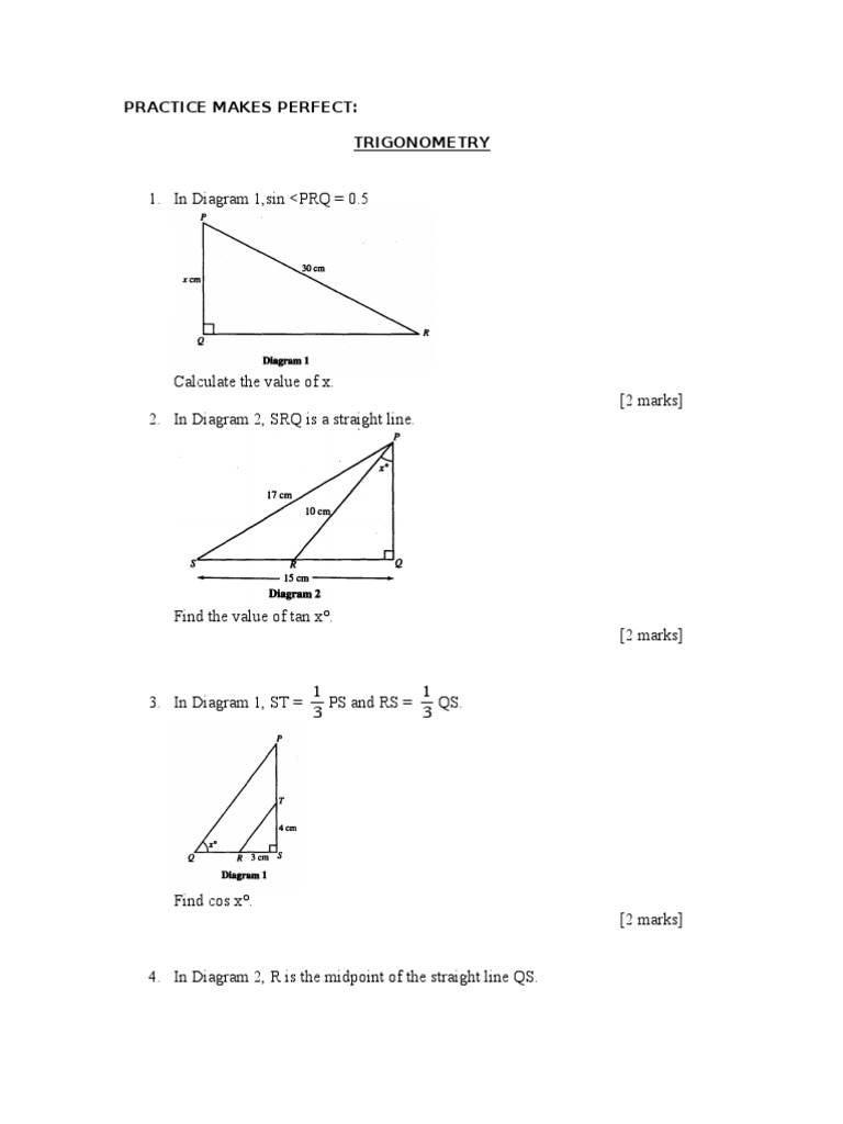 Practice Makes Perfect 10 Trigonometry) | PDF | Complex Analysis | Elementary Geometry