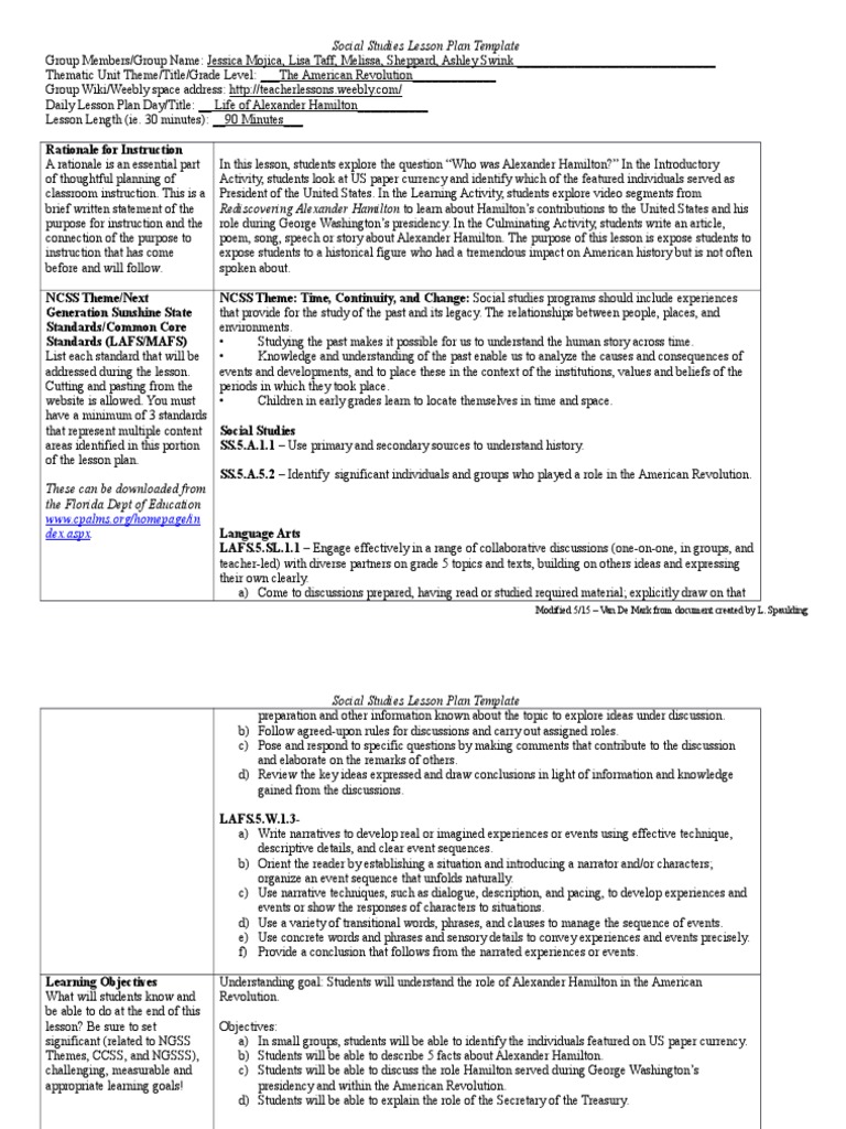Social Studies Lesson Plan Template: Dex - Aspx | PDF | Alexander ...