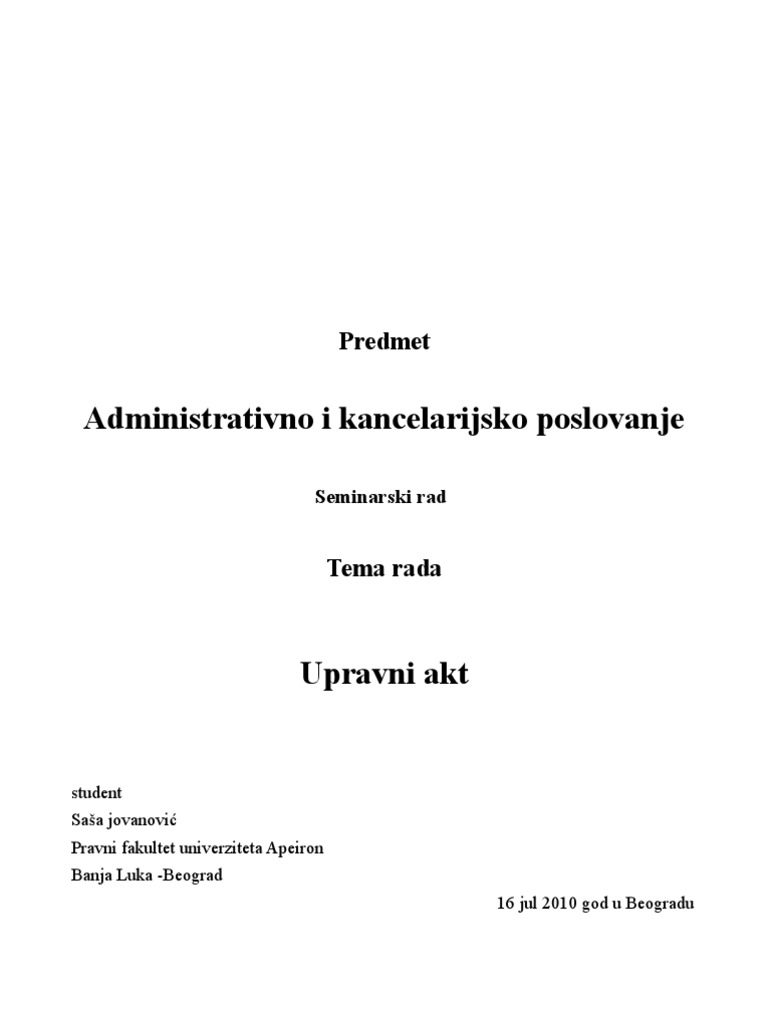 Upravni Akt Final PDF | PDF