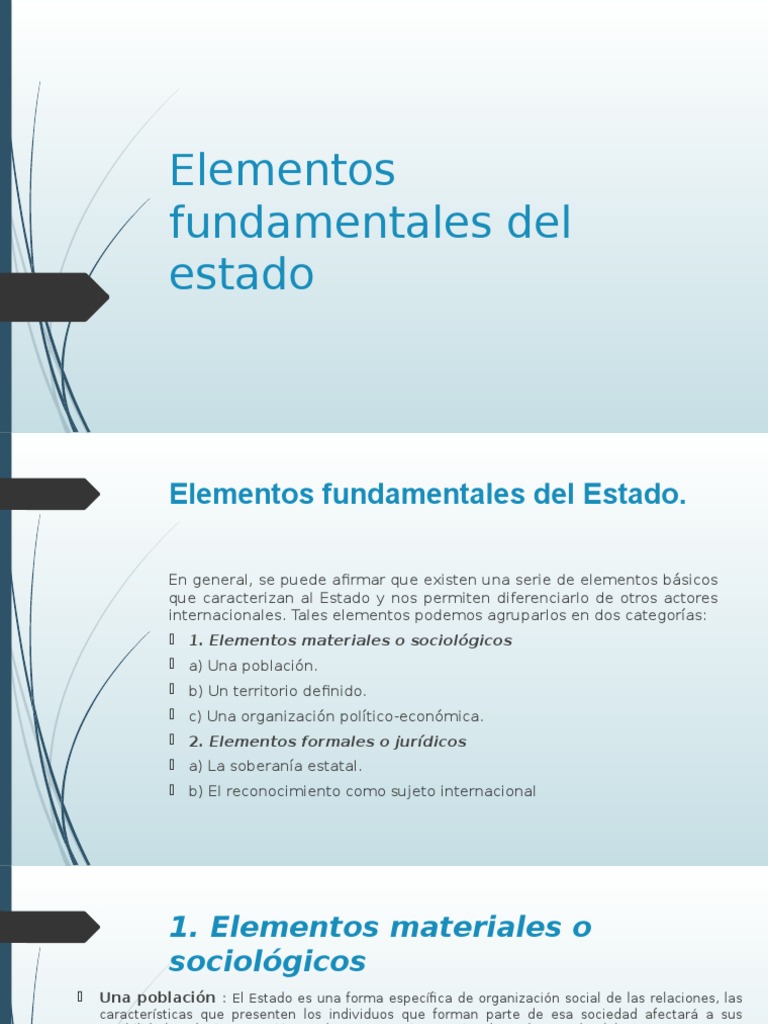 Elementos Fundamentales Del Estado | PDF | Población | Estado (política)