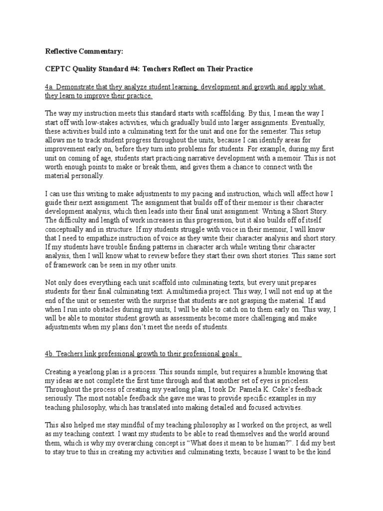 Reflective Commentary | PDF | Education Theory | Cognition