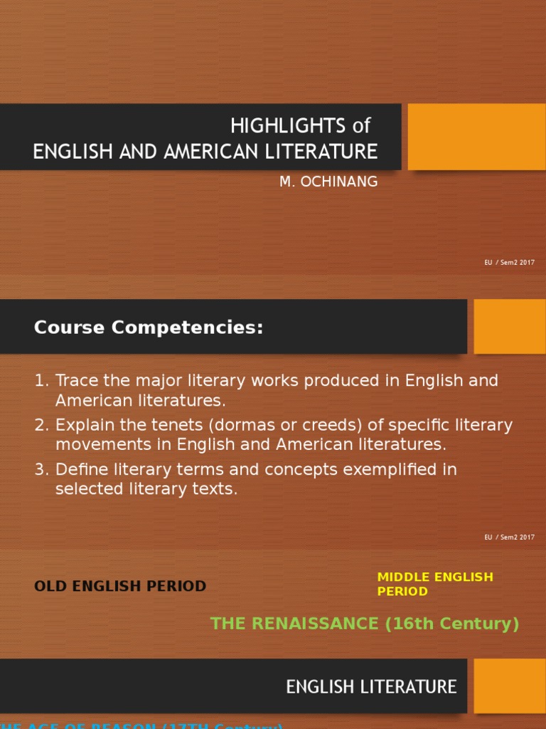 Highlights of English and American Literature: M. Ochinang | PDF ...