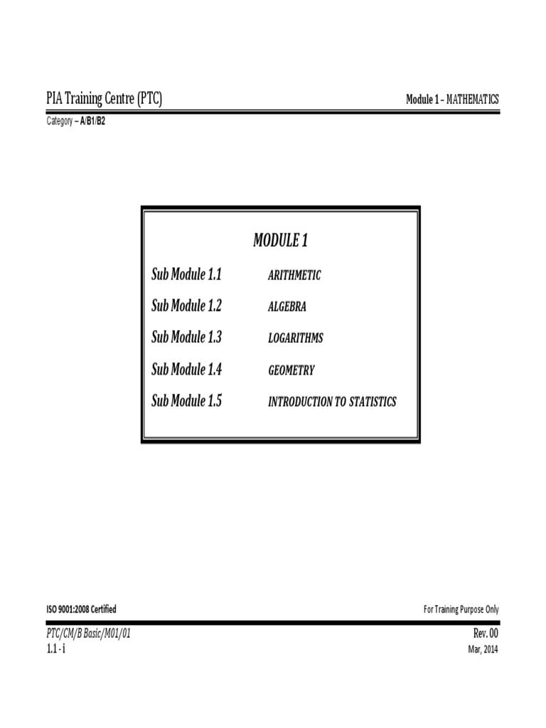 PIA B - Basic - Module 1.1 (MATHS) Final | PDF | Fraction (Mathematics ...