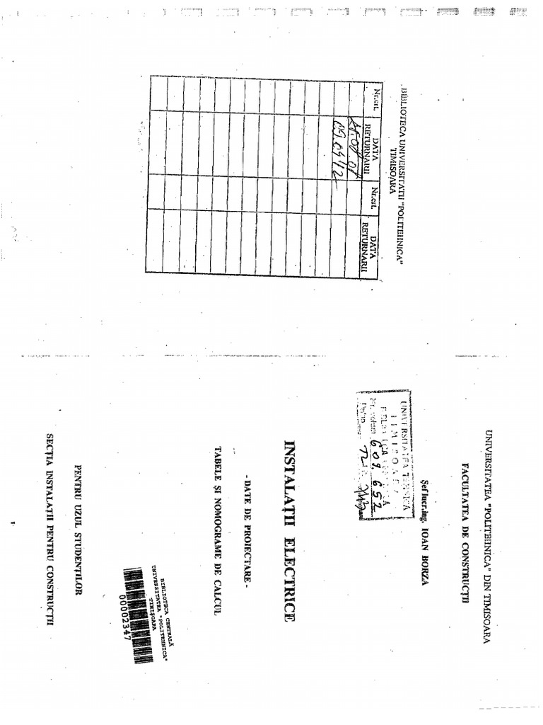 Instalatii Electrice Date de Proiectare Tabele Si Nomograme de Calcul | PDF