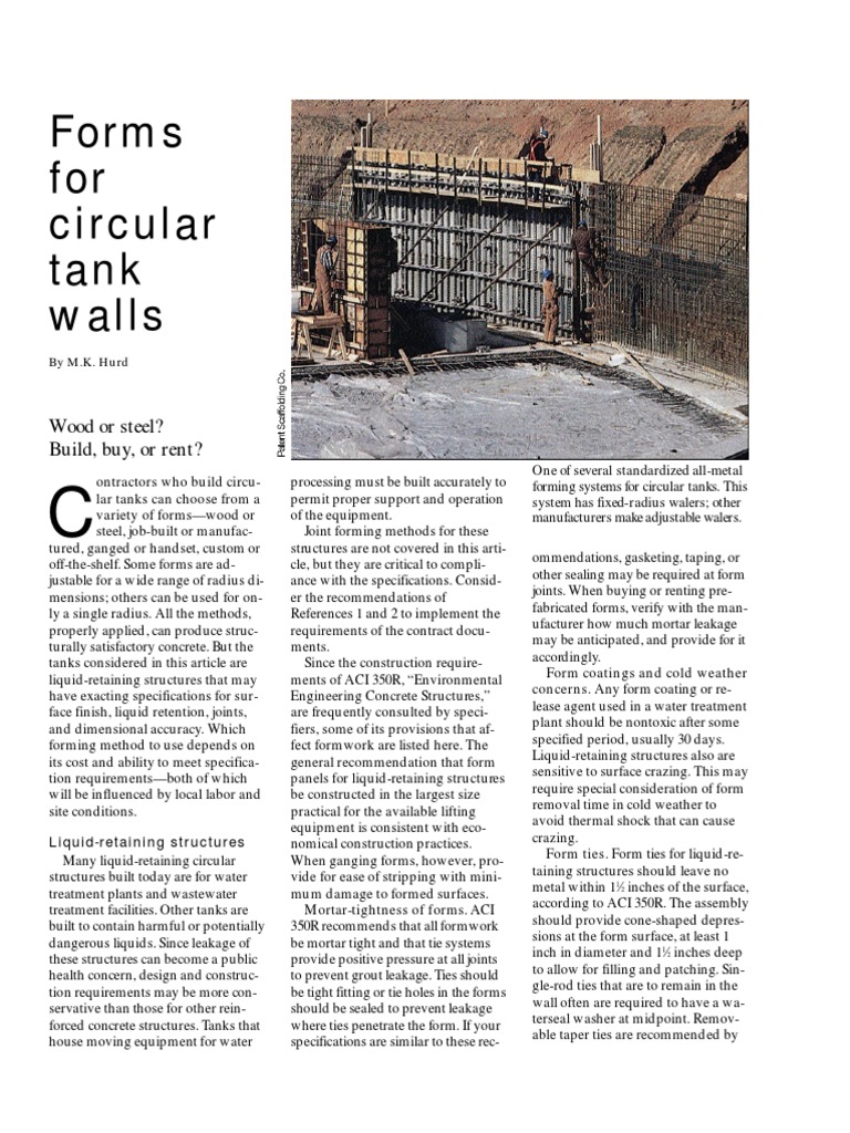 Concrete Construction Article PDF - Forms For Circular Tank Walls | PDF ...