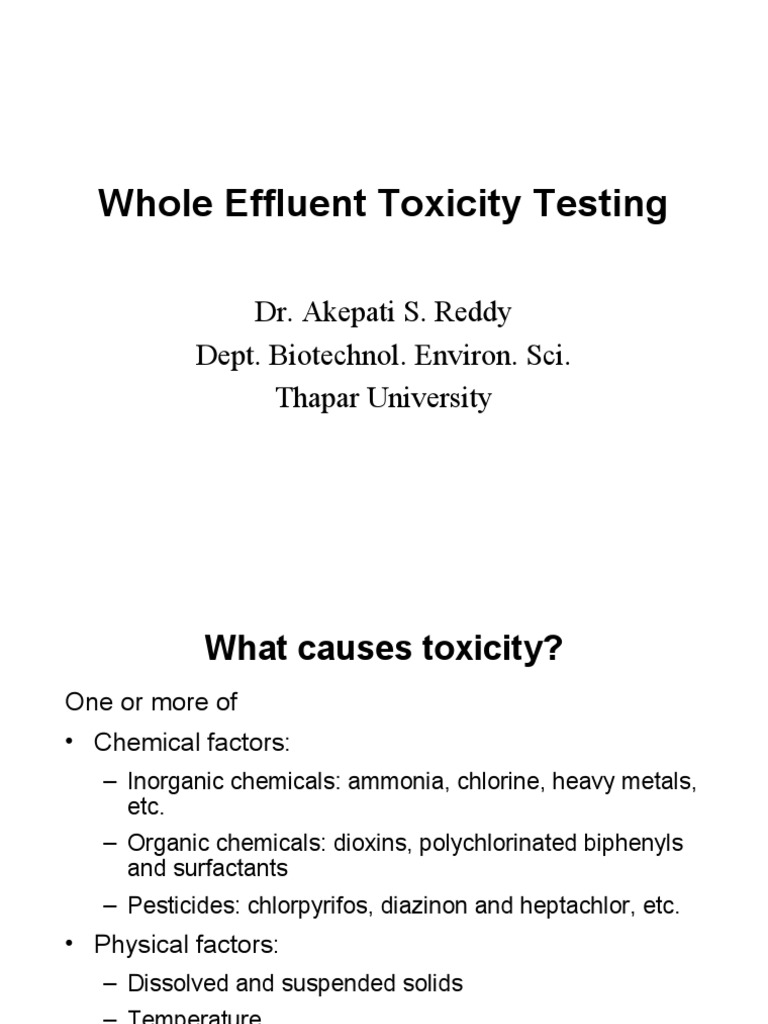 Whole Effluent Toxicity of Water and Wastewater Samples | PDF ...