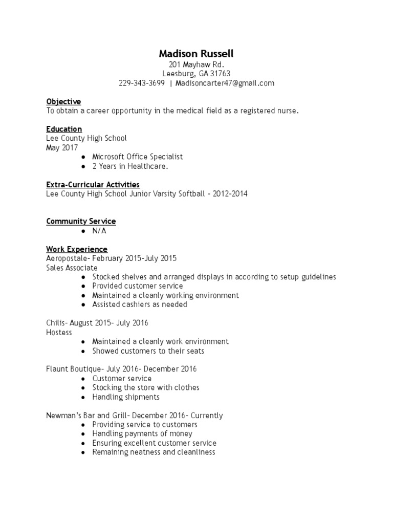 Copyofresume Madisonrussell | PDF