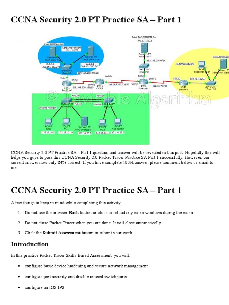 CCNA Security 2.0: PT Practice Guide | PDF | Radius | Firewall (Computing)