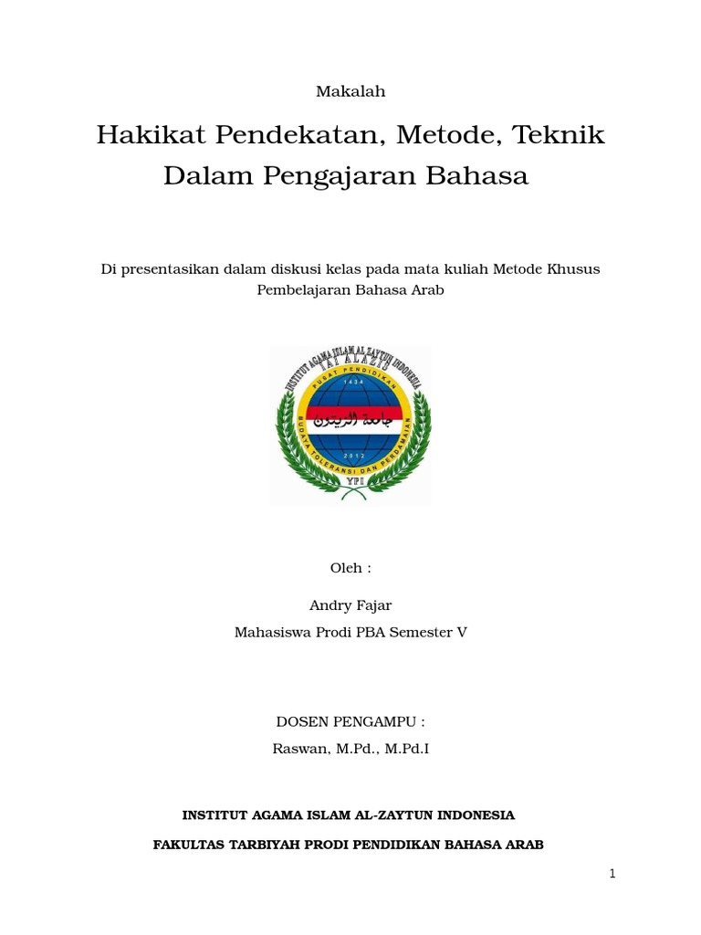 Makalah Pendekatan Metode Teknik PBA | PDF