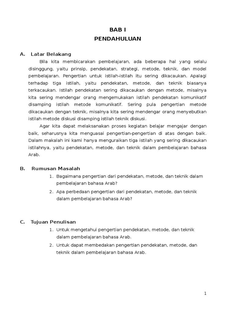 Makalah Pendekatan Metode Teknik PBA | PDF