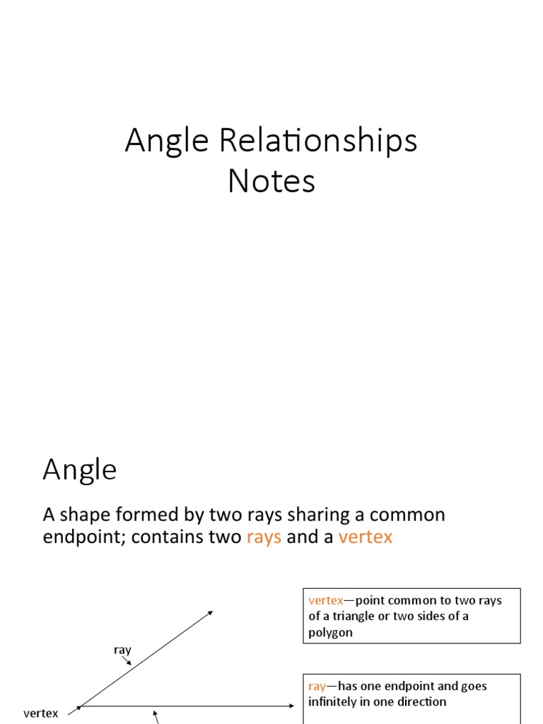 Angle Relationships Notes | PDF