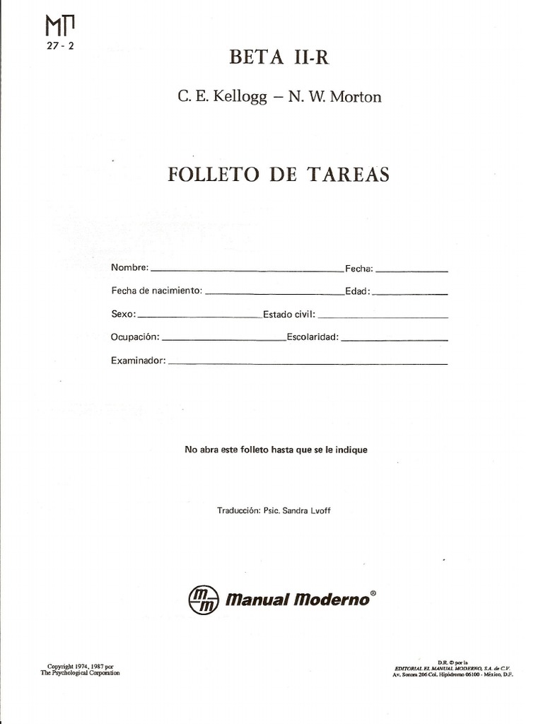 Beta II-r Cuadernillo | PDF