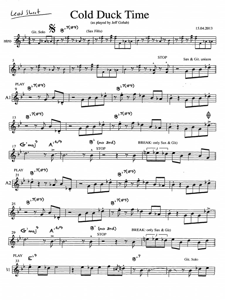 Cold Duck Time - Lead Sheets