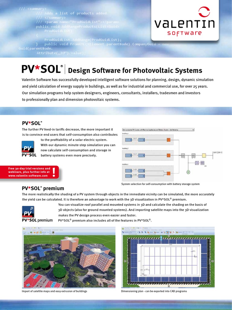 PV SOL: Design Software For Photovoltaic Systems | PDF | Photovoltaics ...
