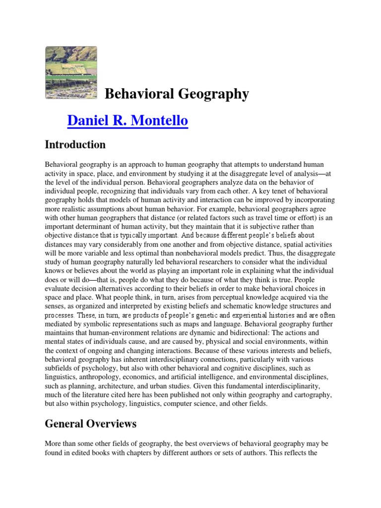 Behavioral Geography PDF | PDF | Geography | Cognitive Science