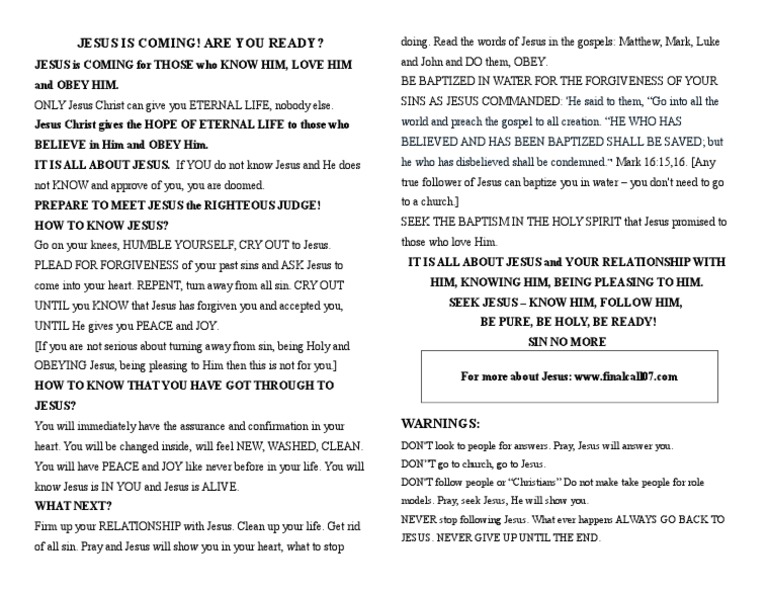 Get Ready Jesus Is Coming | PDF | Baptism | Jesus