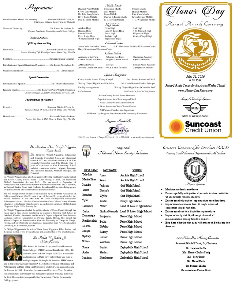 Honor Day Program Overview | PDF | Fraternities And Sororities | Teachers