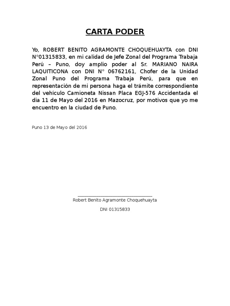 Carta Poder Mario | PDF