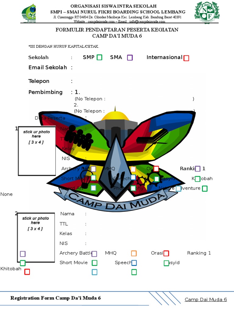 Formulir Pendaftaran Kegiatan CDM 6 | PDF