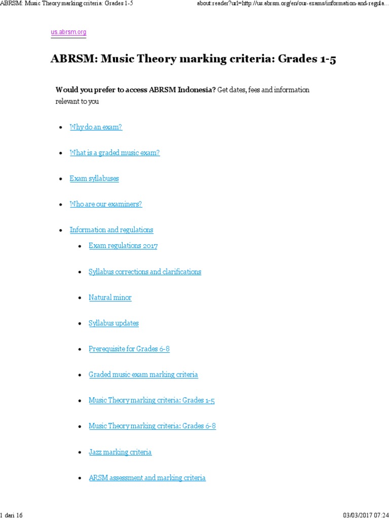 (ABRSM) ABRSM - Music Theory Marking Criteria - Grades 1-5 | PDF | Clef ...