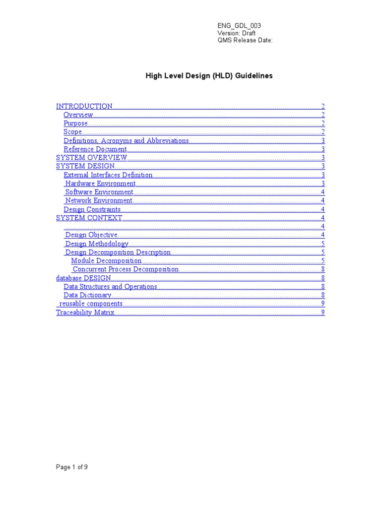 High Level HLD Guidelines | Component Based Software Engineering ...