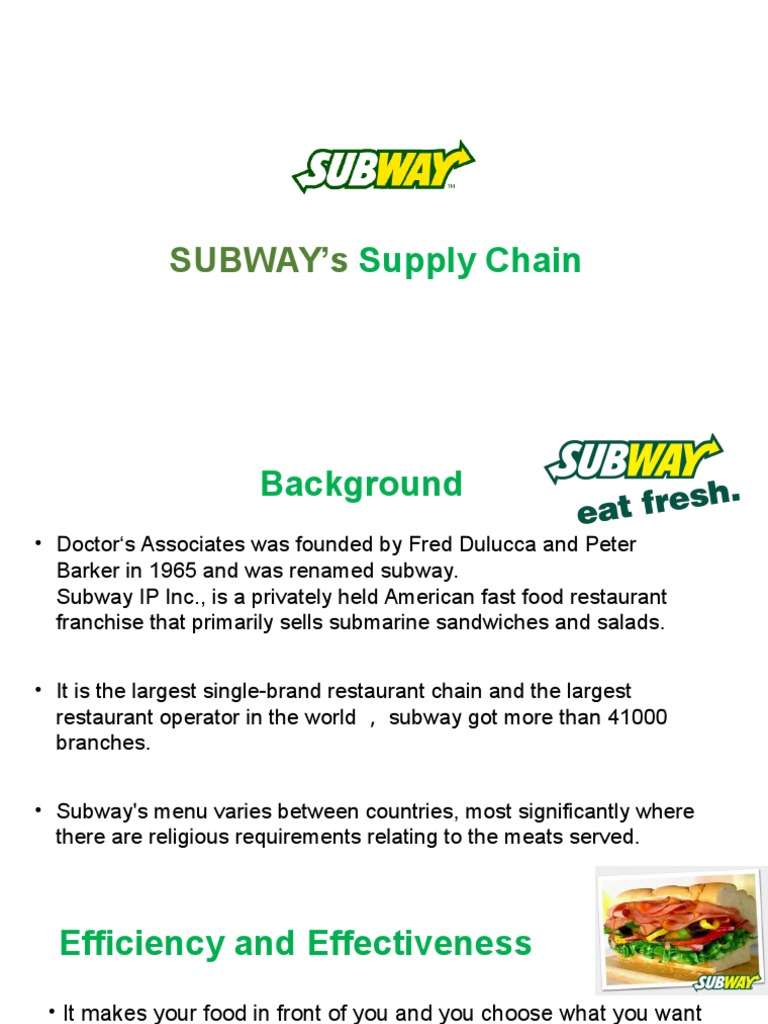 Subway'S: Supply Chain | PDF | Mc Donald's | Starbucks