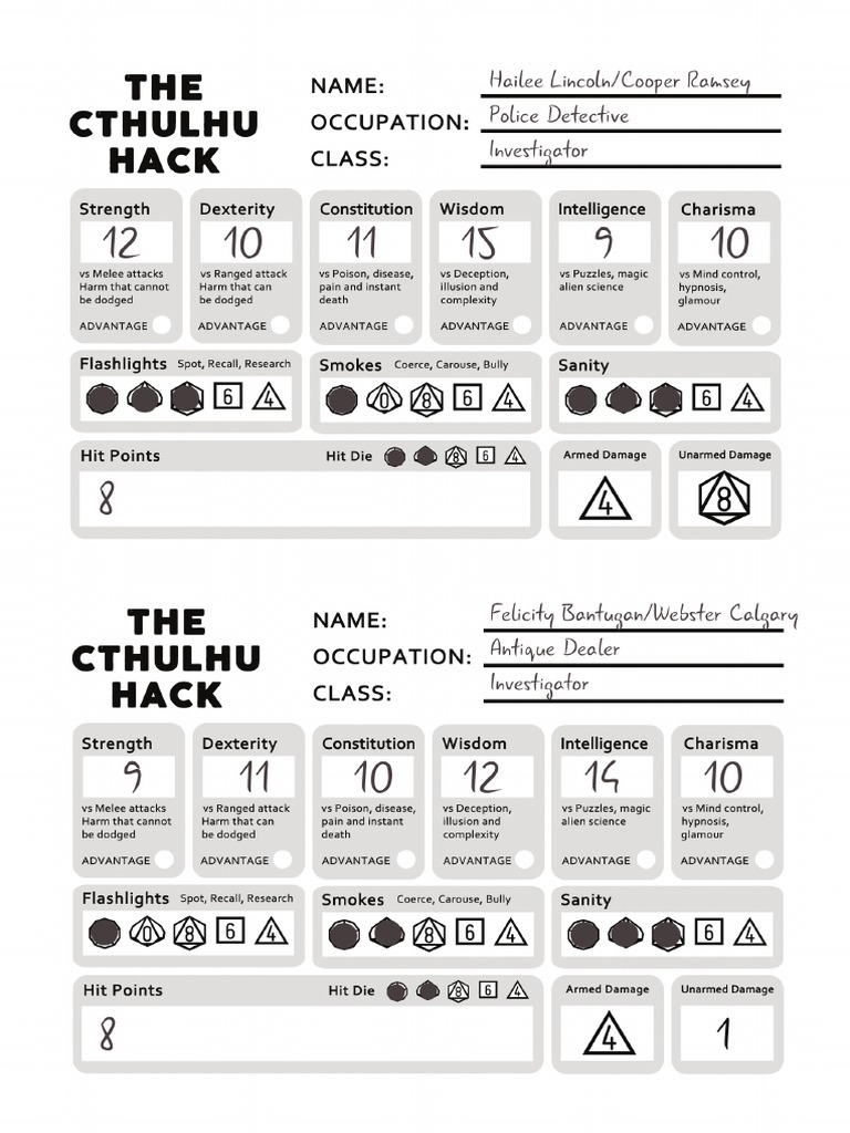 Cthulhu Hack Pre Gen v1 | PDF