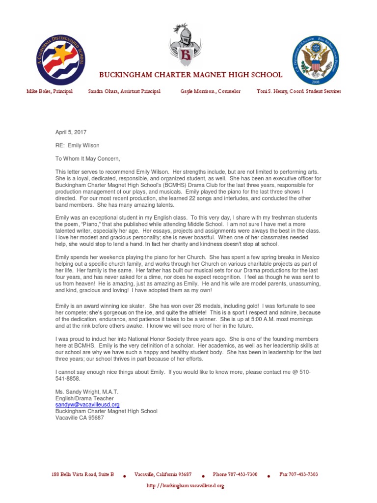 Wright Recommendation Letter | PDF | Schools