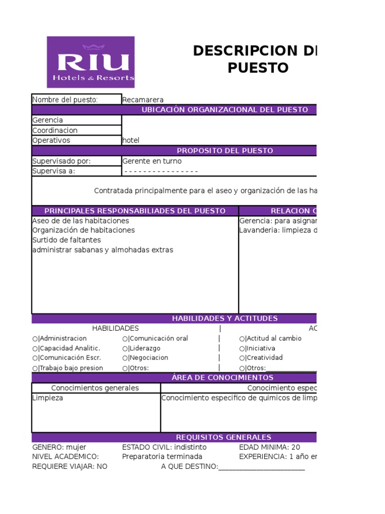 Descripcion de Puesto