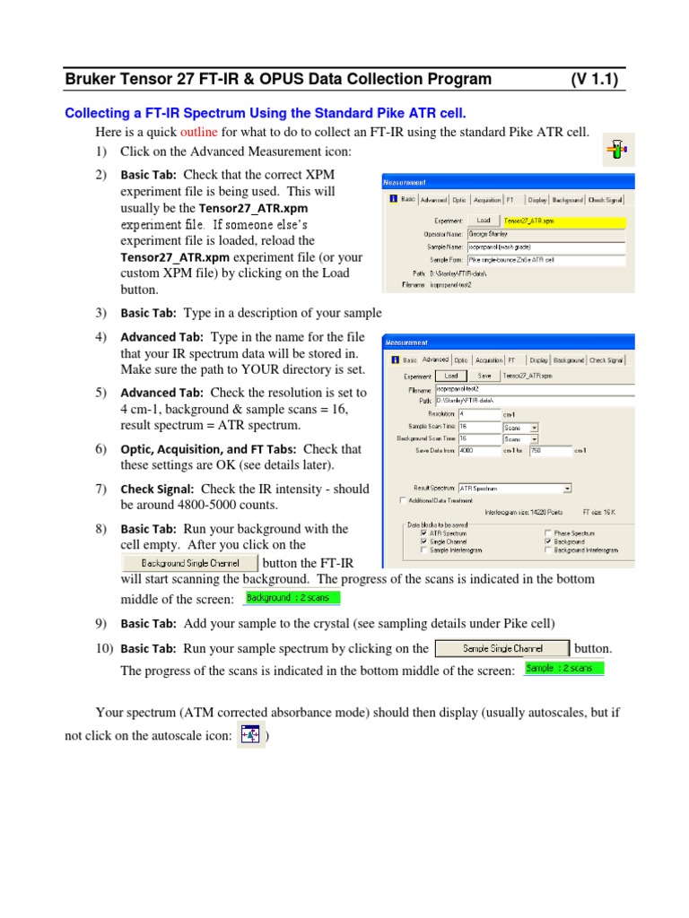 Bruker Tensor Ftir Instructions | PDF | Fourier Transform Infrared ...