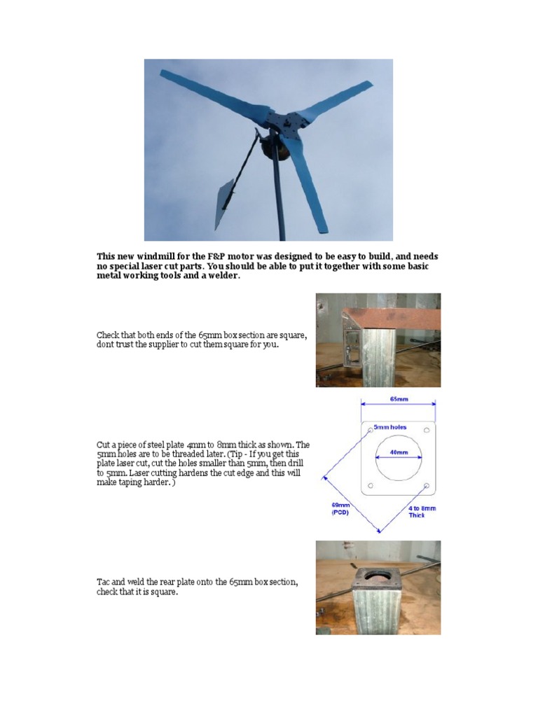Step by Step DIY Windmill Plans | PDF | Pipe (Fluid Conveyance) | Nut ...
