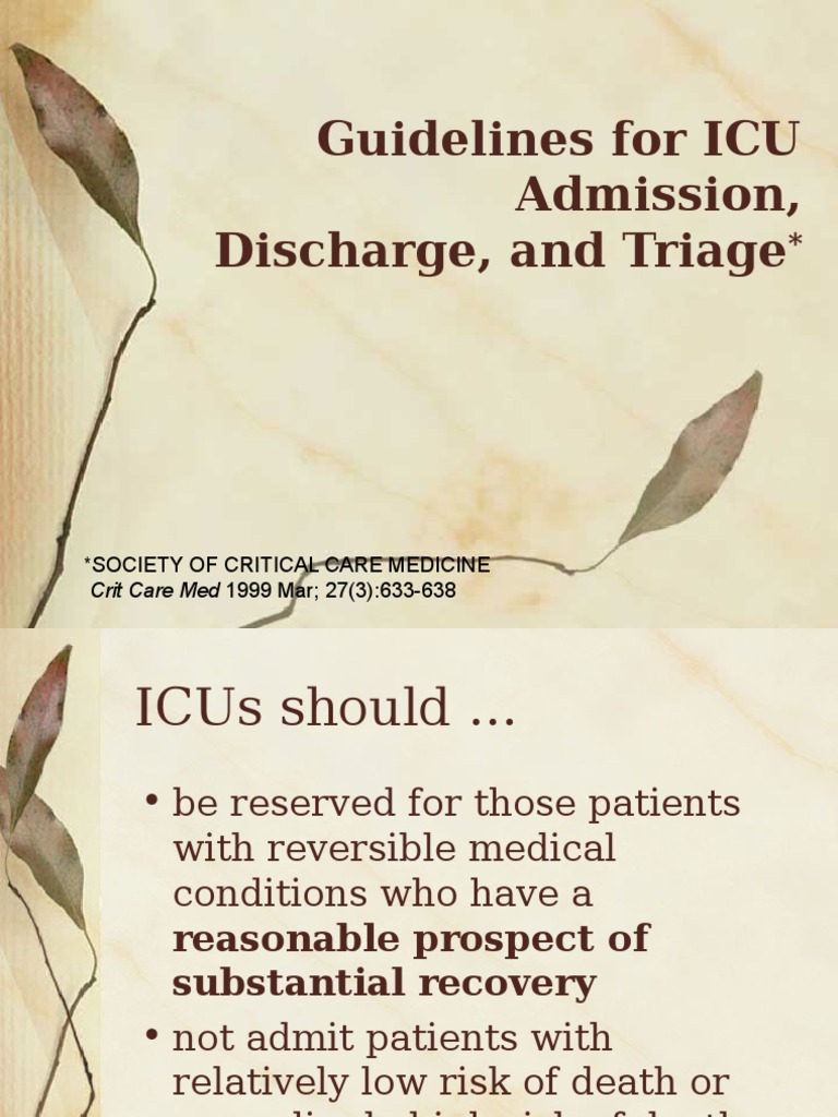 Guidelines for ICU Admission Discharge and Triage | Intensive Care Unit ...