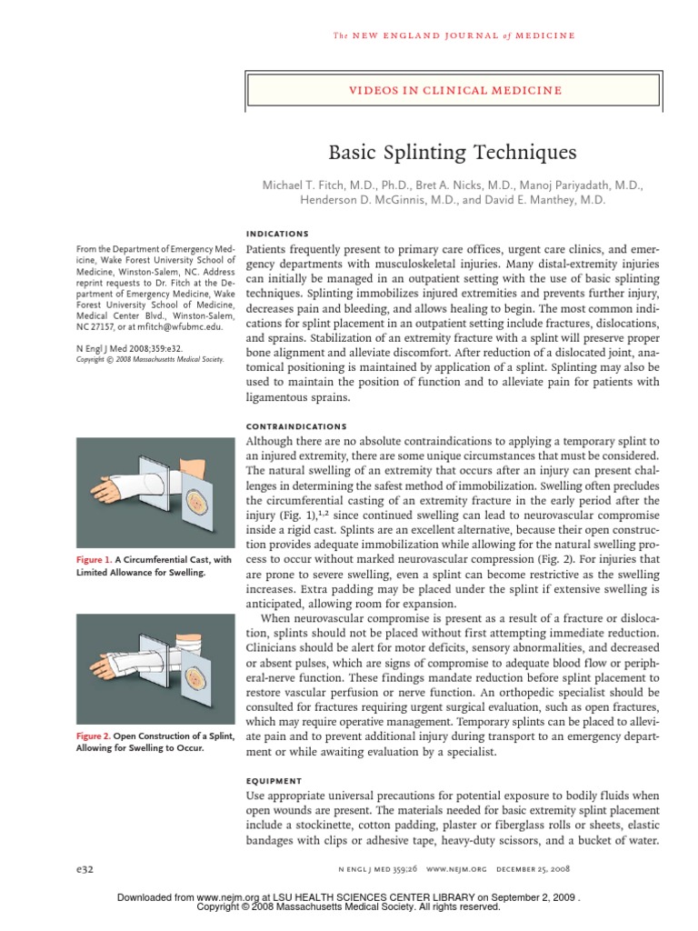 Basic Splinting Techniques PDF | PDF | Elbow | Anatomical Terms Of Motion