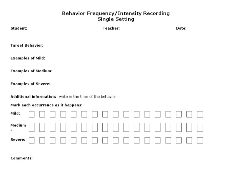 Behavior Frequency Tracking Sheet | PDF