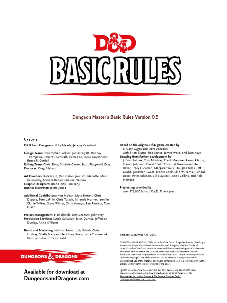 Dungeon Master's Basic Rules Version 0.5: Available For Download at | PDF | Telepathy | Dungeons ...