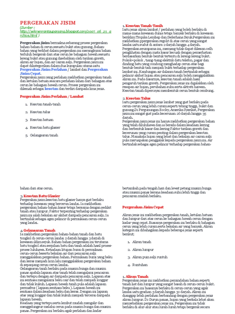 Pergerakan Jisim | PDF