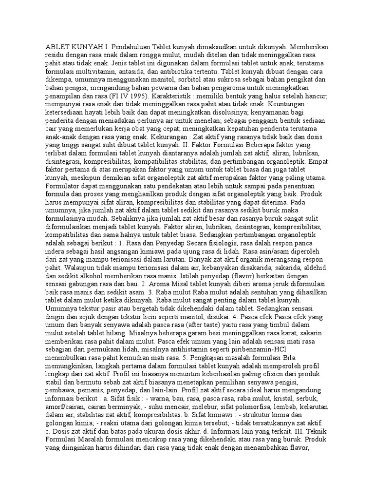 Formulasi Tablet Kunyah | PDF