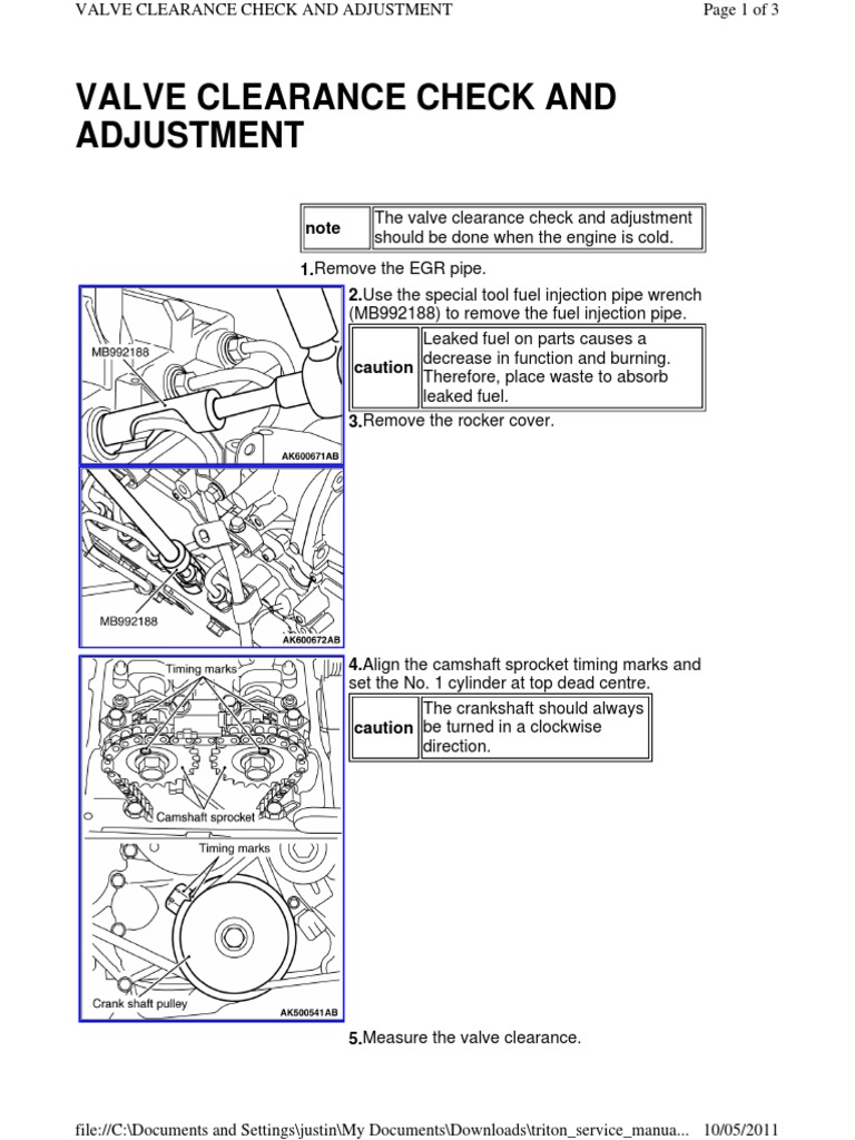 Valve Clearance Check and Adjustment | Internal Combustion Engine ...