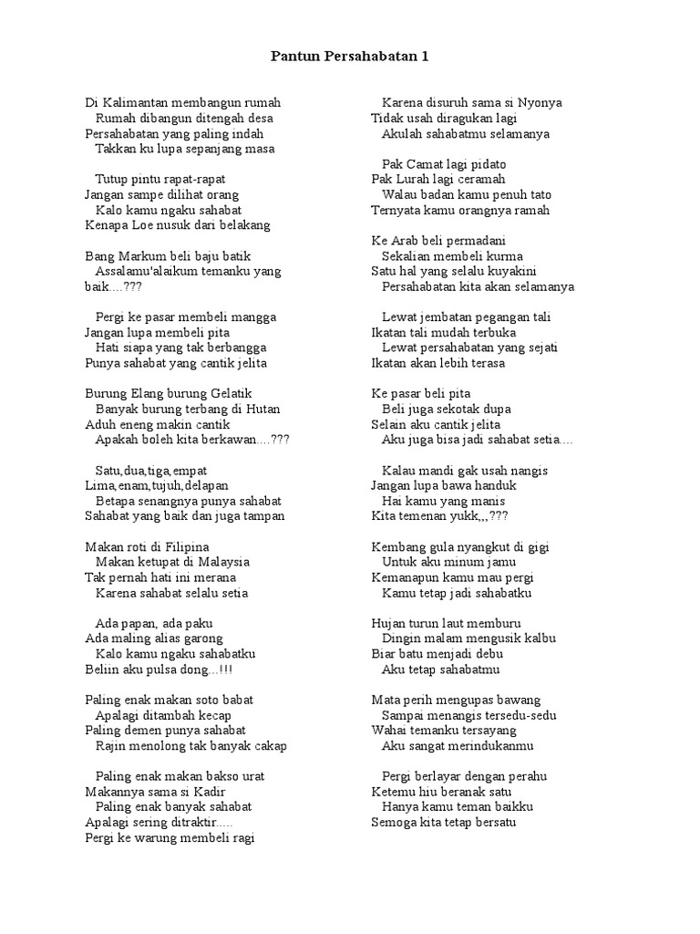 Pantun Persahabatan 1 | PDF