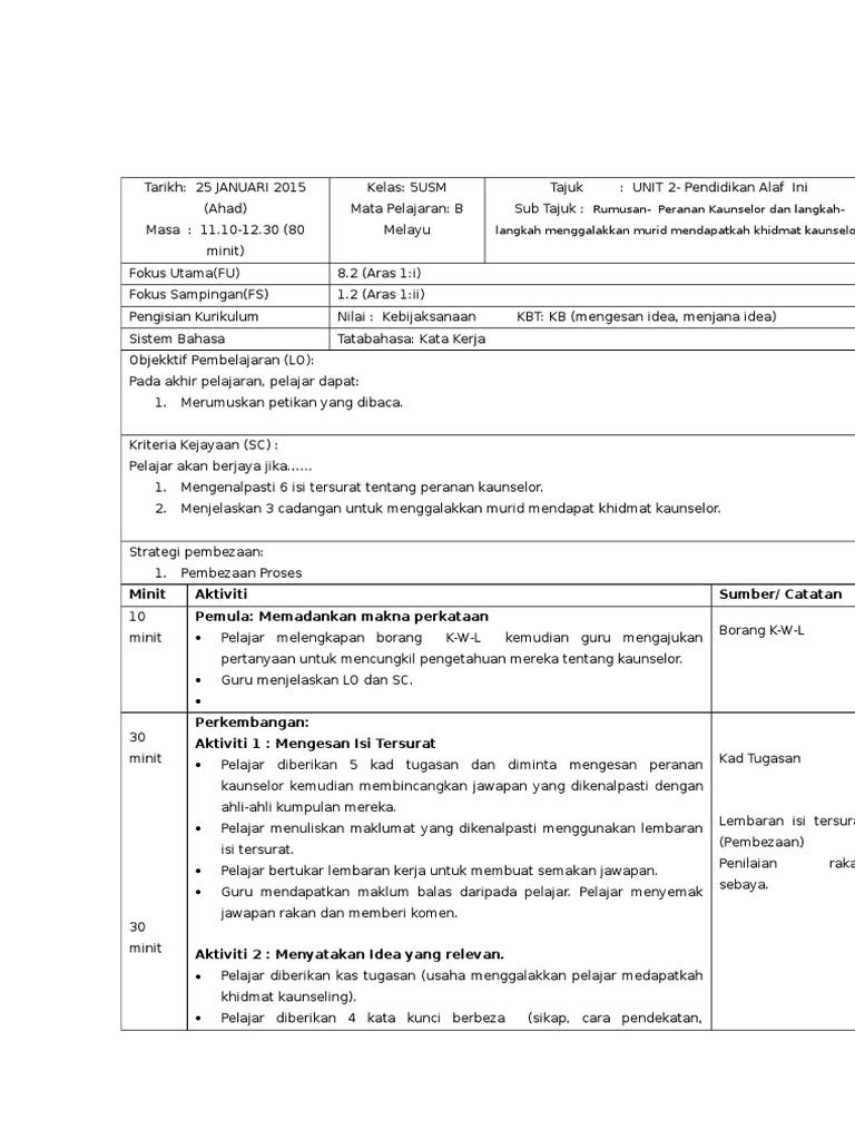 Contoh RPH Rumusan | PDF