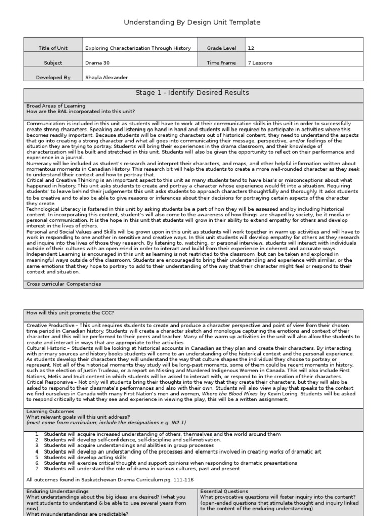 Drama Unit Plan | PDF | Educational Assessment | Rubric (Academic)