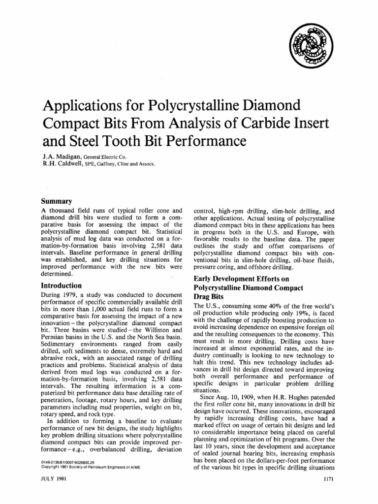 Applications For Polycrystalline Diamond Compact Bits From Analysis of ...
