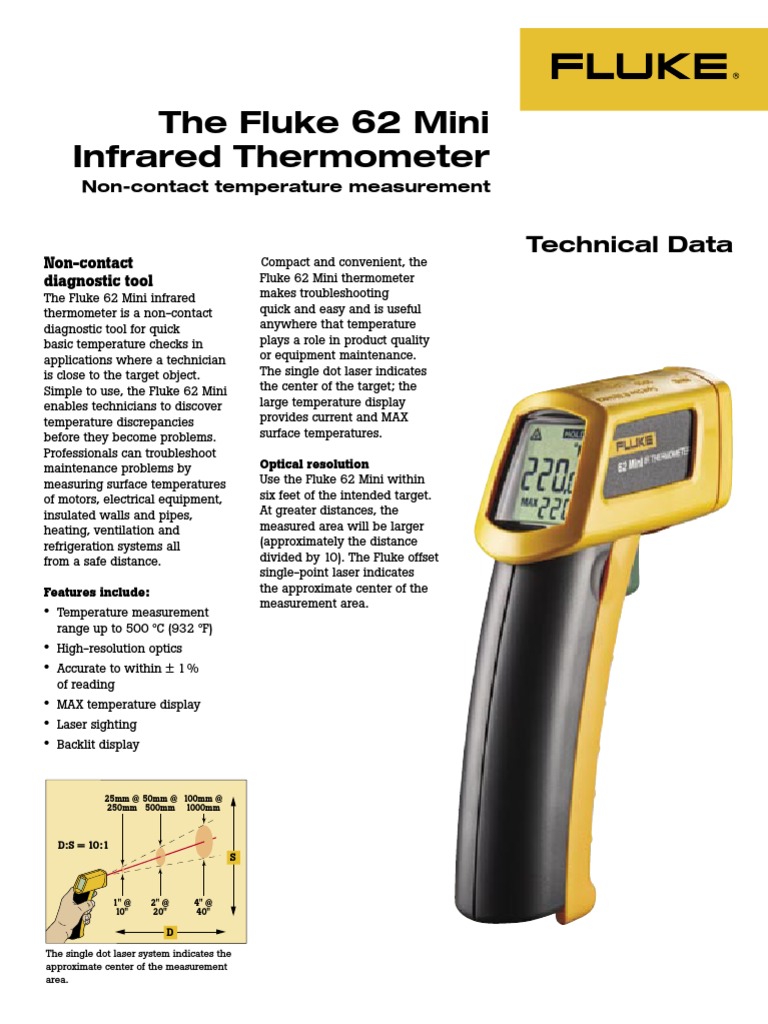 Fluke - 62 Mini Infrared Thermometer | PDF | Thermometer | Thermodynamics