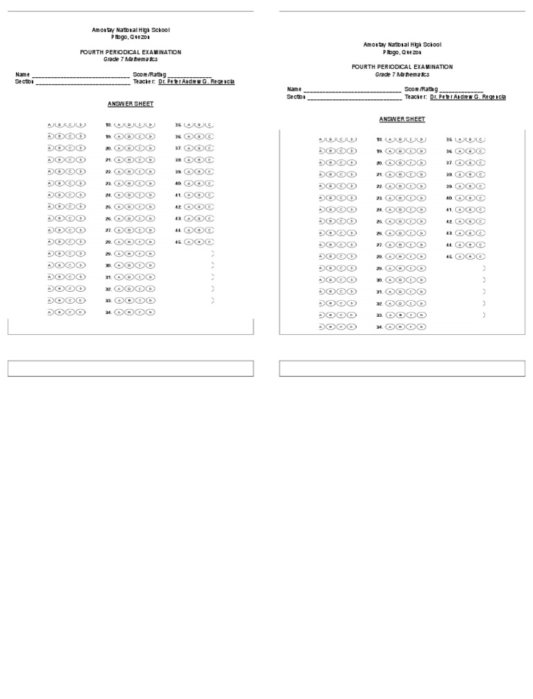 Bubble Answer Sheet | PDF