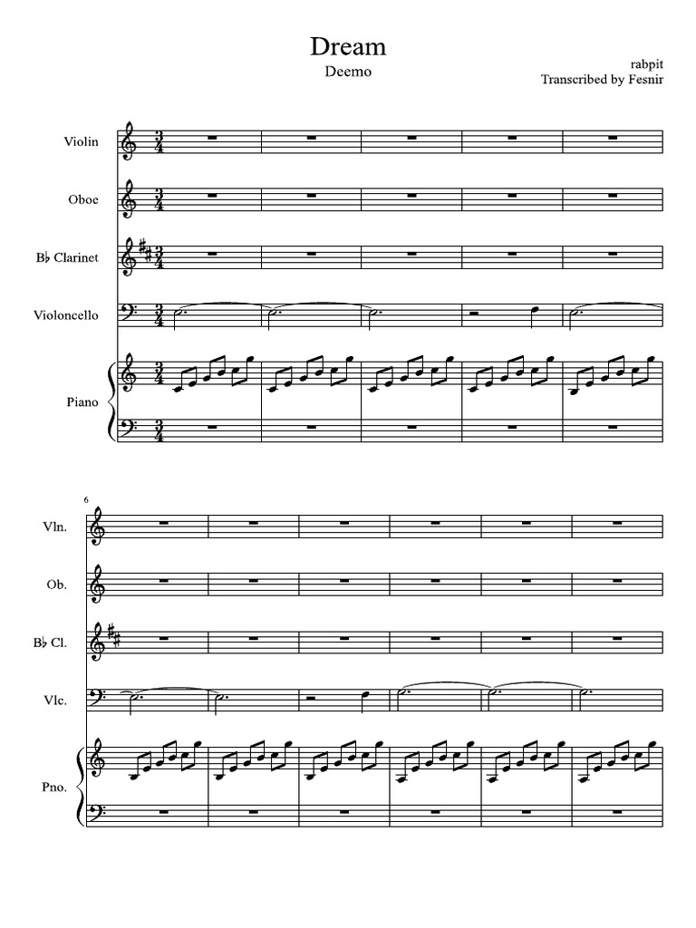 (Deemo) Dream-Score and Parts | PDF