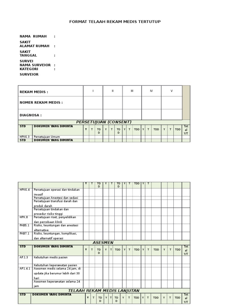 Format Telaah Rekam Medis Tertutup | PDF