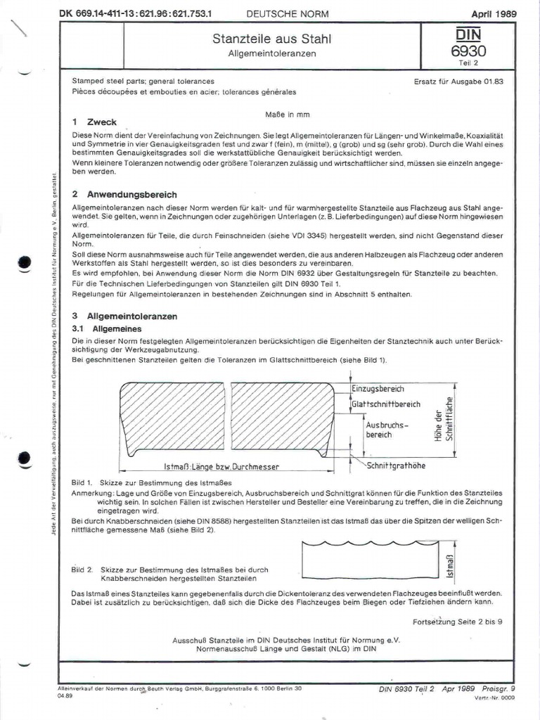 Toleranzen Kaltbiegen DIN 6930 6935 | PDF