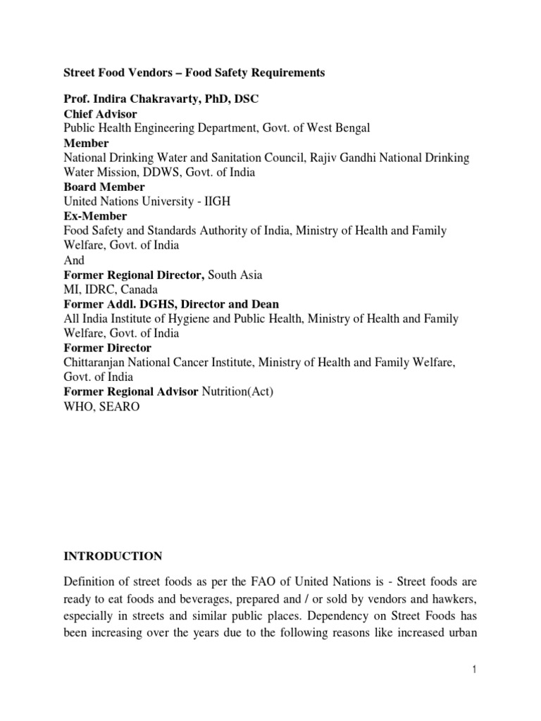 Street Food Vendors | PDF | Food Safety | Foods