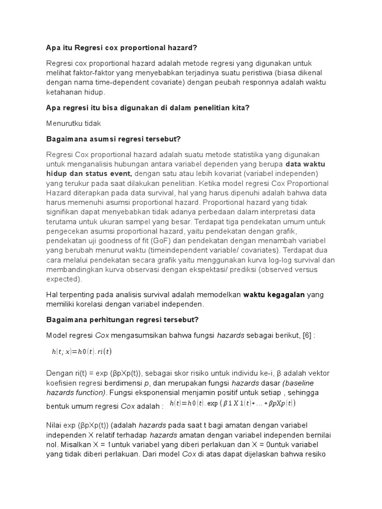 Apa Itu Regresi Cox Proportional Hazard | PDF | Metode & Bahan Ajar